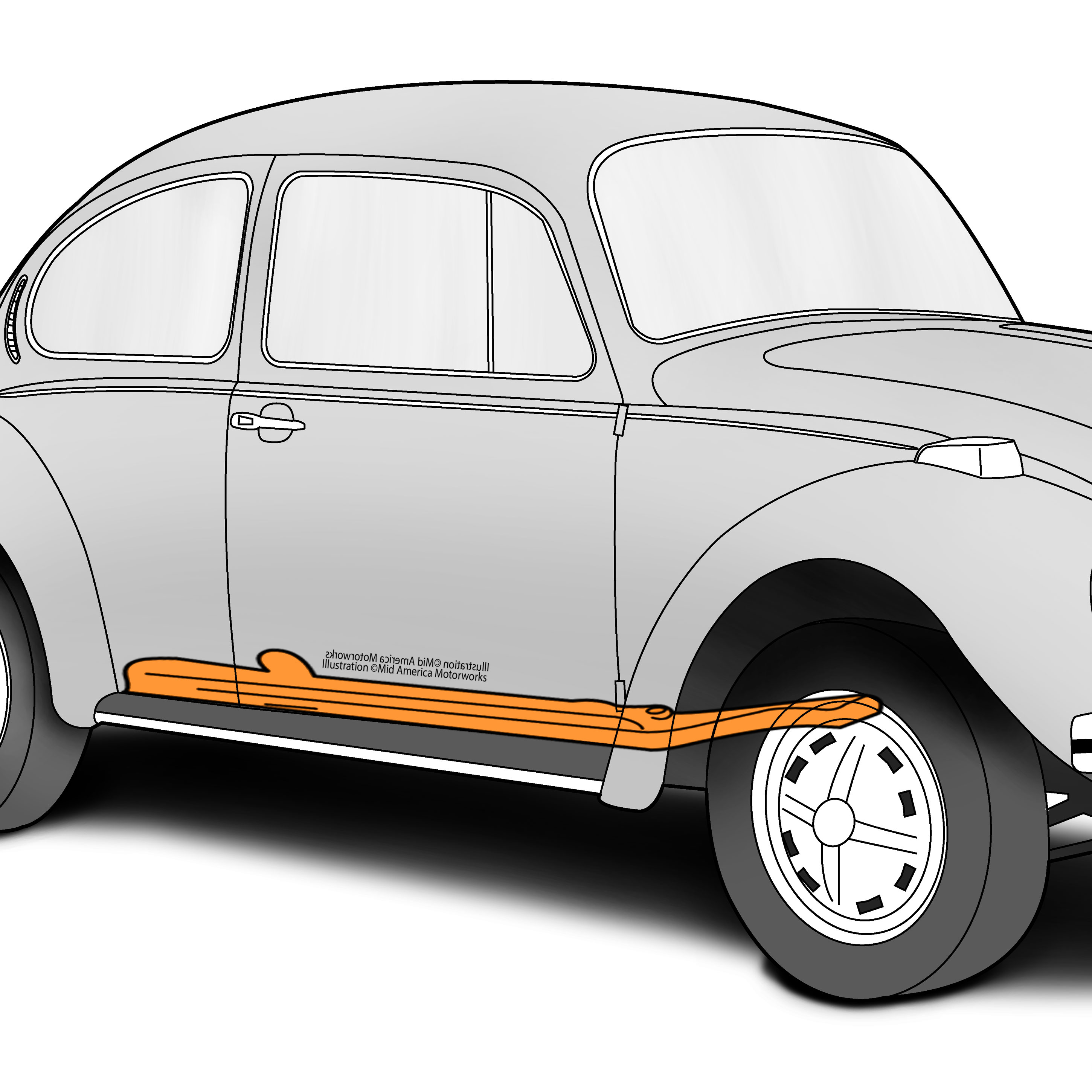 Air Cooled VW 1971-1979 Super Beetle Heater Channel Complete RH