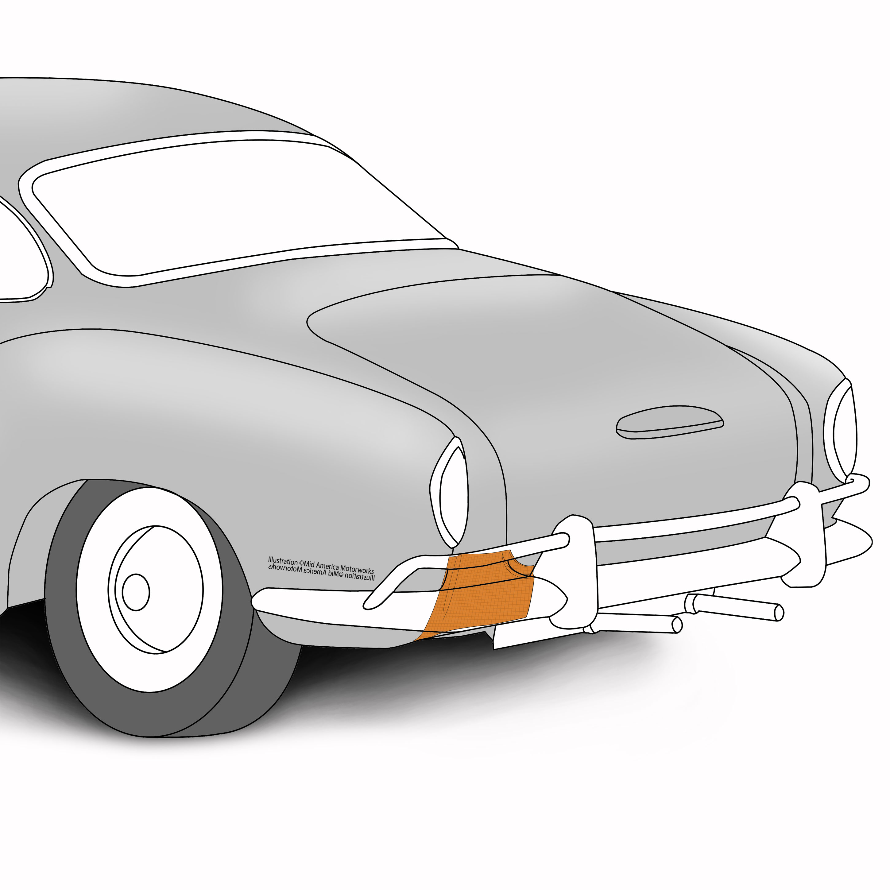 Air Cooled VW 1956-1974 Ghia Outer Rear Section LH Between Apron-Rear ...