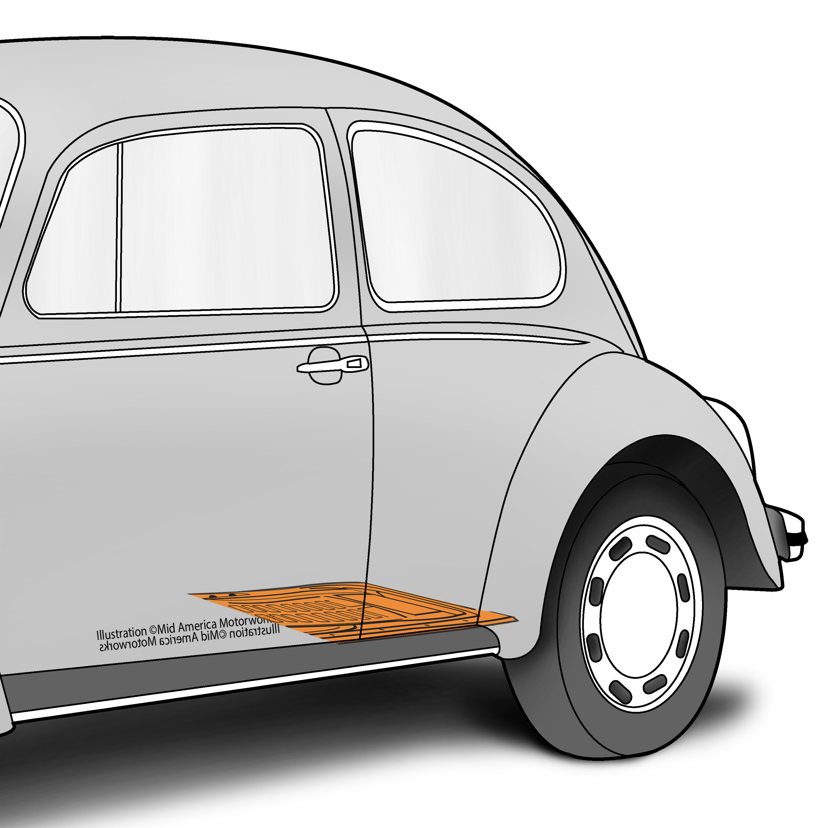 Air Cooled VW 1950-1972 Beetle Floor Pan Half Rear Quarter Section LH ...