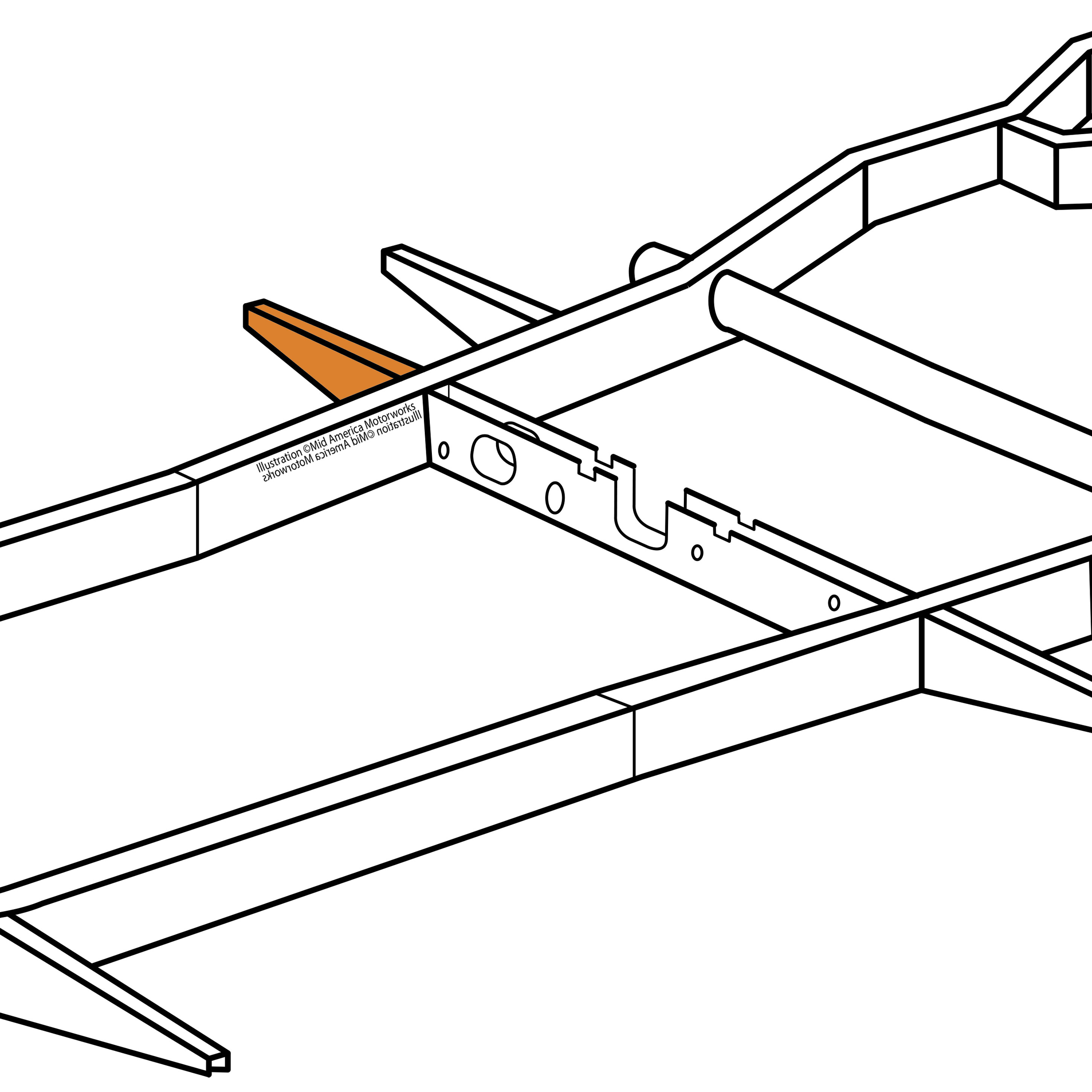Air Cooled VW 1968-1979 Bus Outrigger CENTER RH Sheet Metal 211703132