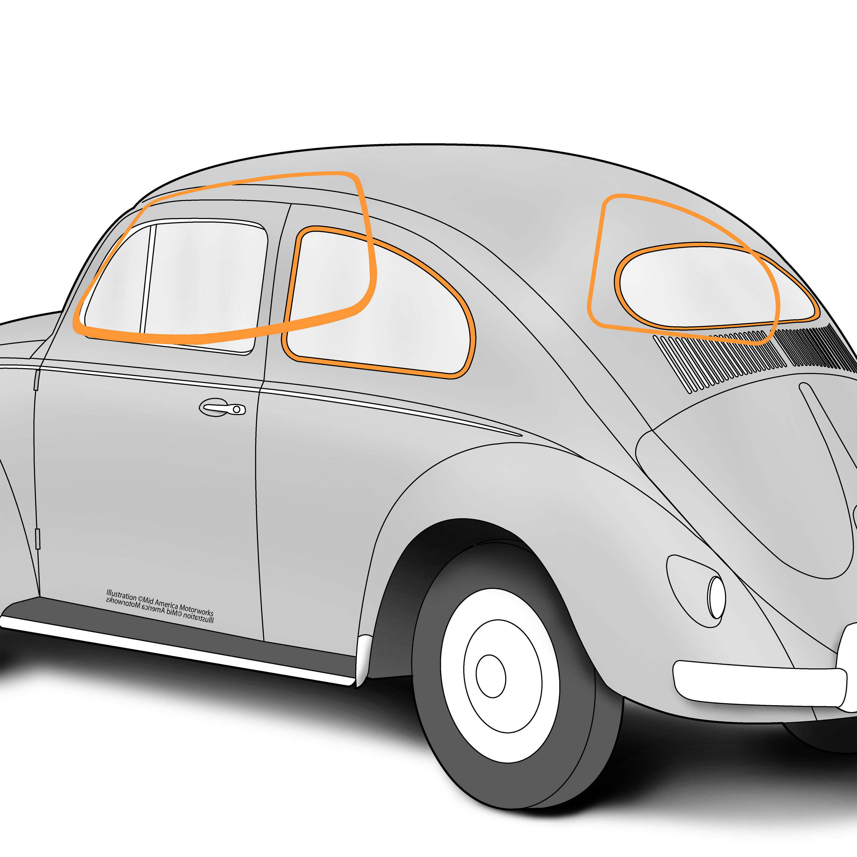 Air Cooled VW 1953-1957 Beetle Sedan Cal-Look Window Seal Kit 4 Pieces ...