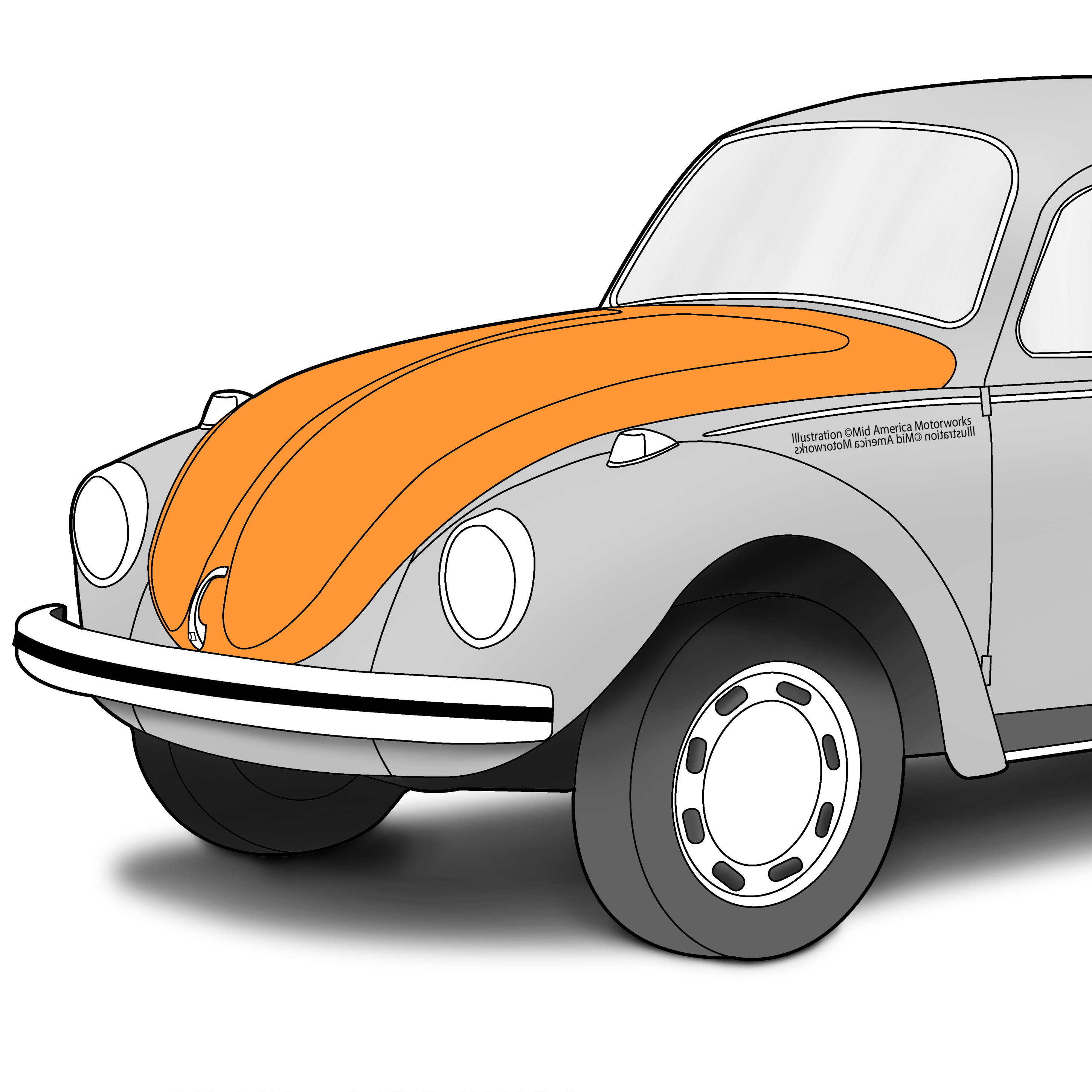 Air Cooled VW 1968-1977 Beetle Hood with Louvers 113823031L