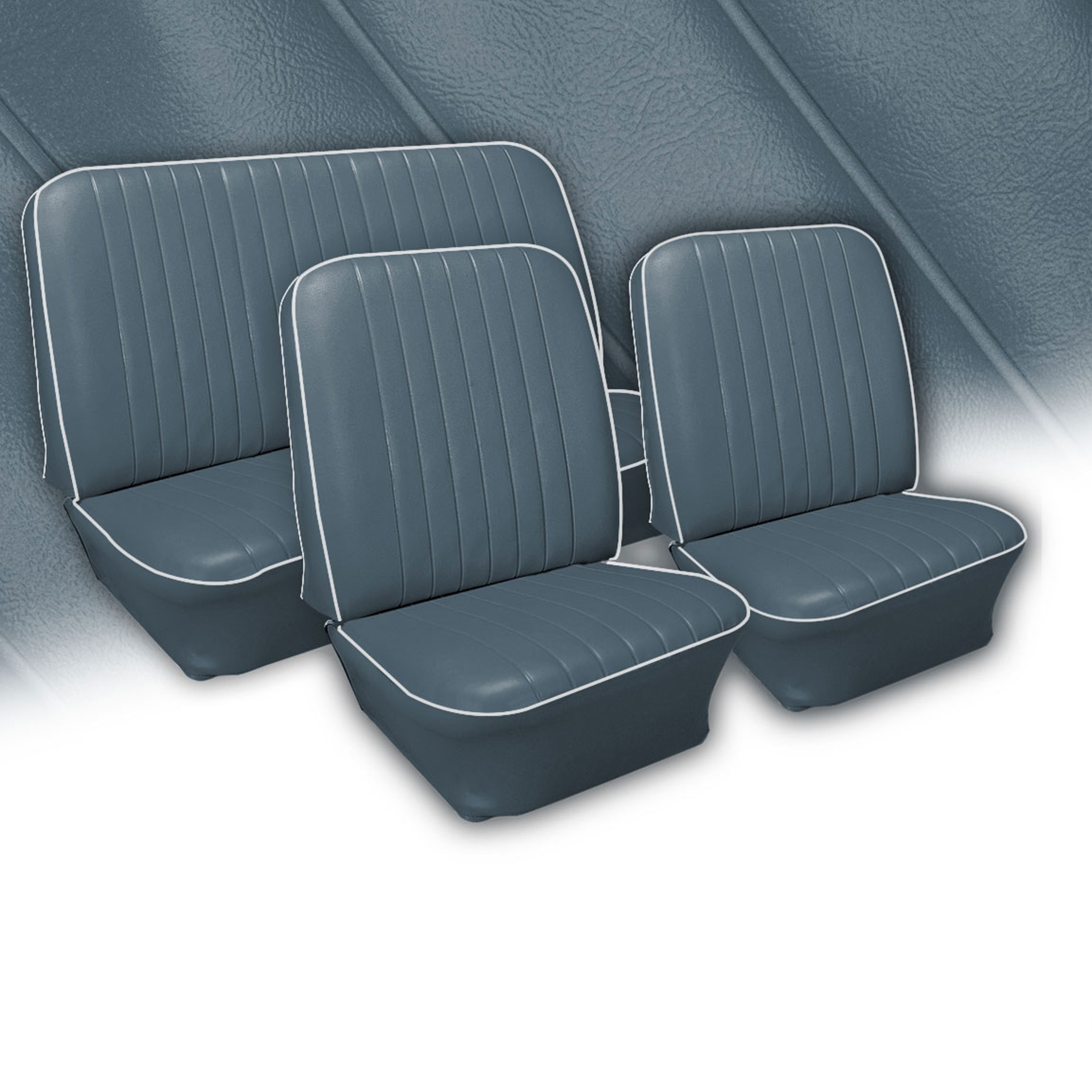 Air Cooled VW 1958 1964 Beetle Sedan Seat Cover Set with Off White Piping