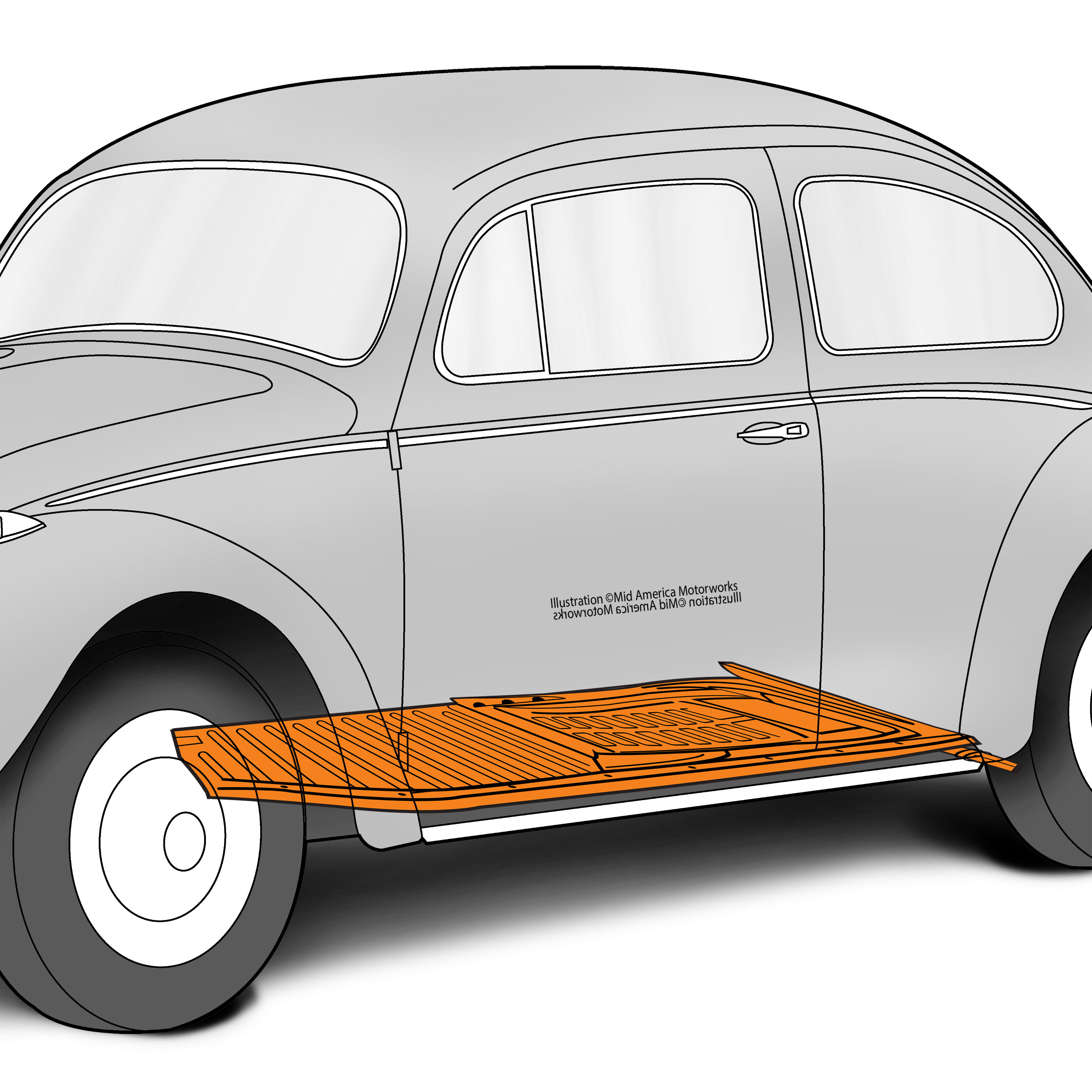 Air Cooled VW 1950-1970 Beetle Floor Pan LH 18 Gauge Sheet Metal 111701061M