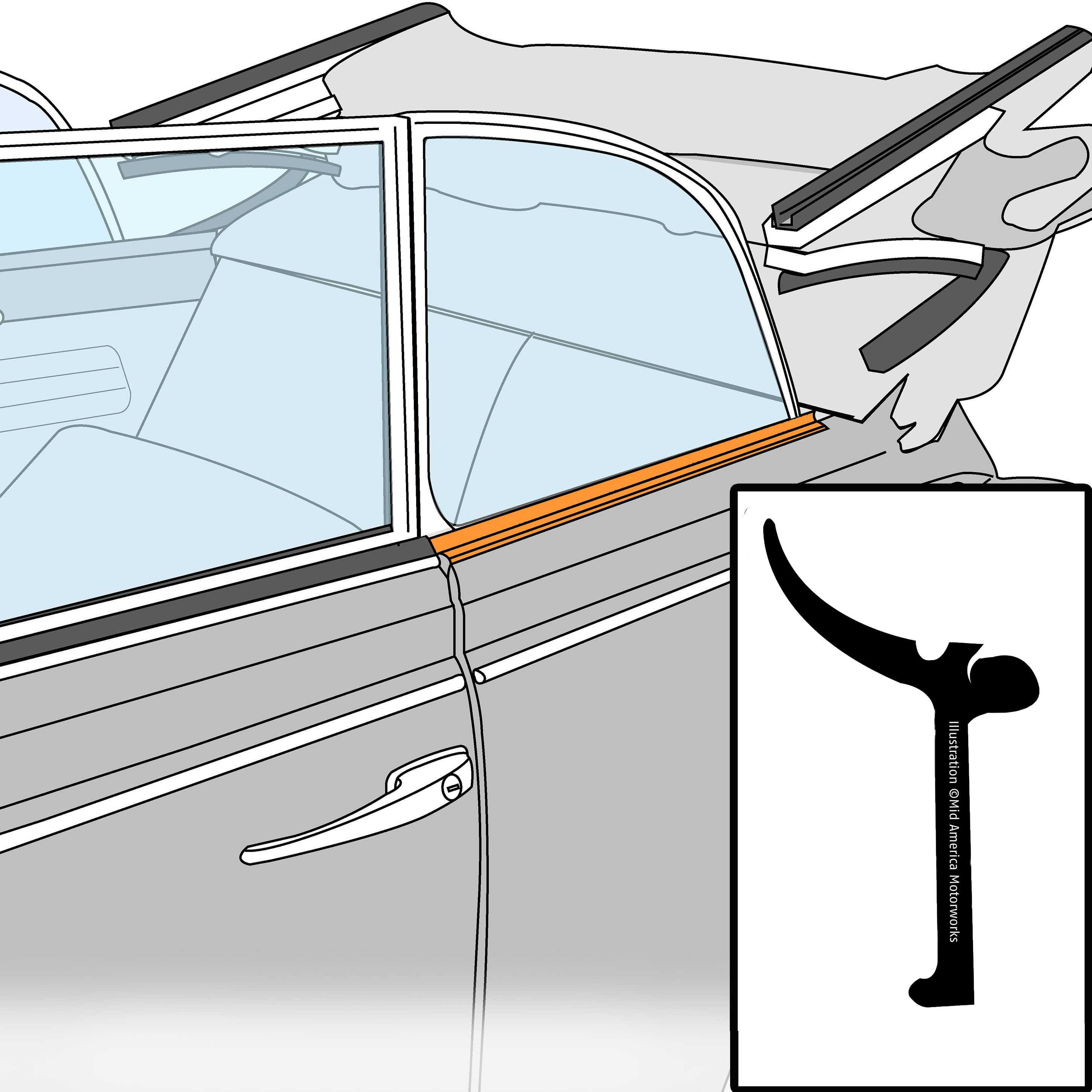 Air Cooled VW 1965-1979 Convertible Quarter Window Outer Scrapers ...