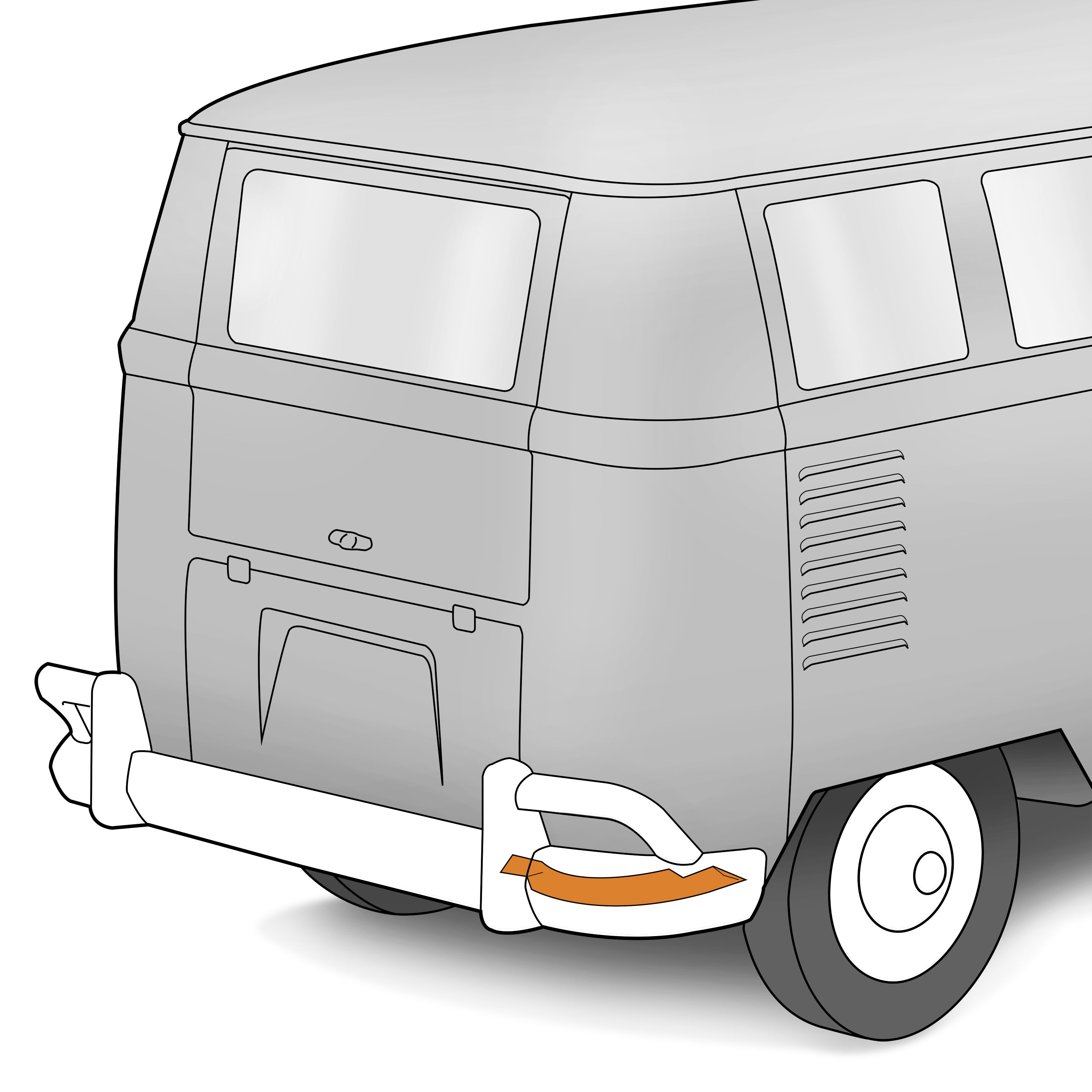 Air Cooled VW 1959-1967 Bus Rear Bumper Splash Pan RH Body Panel 211707362