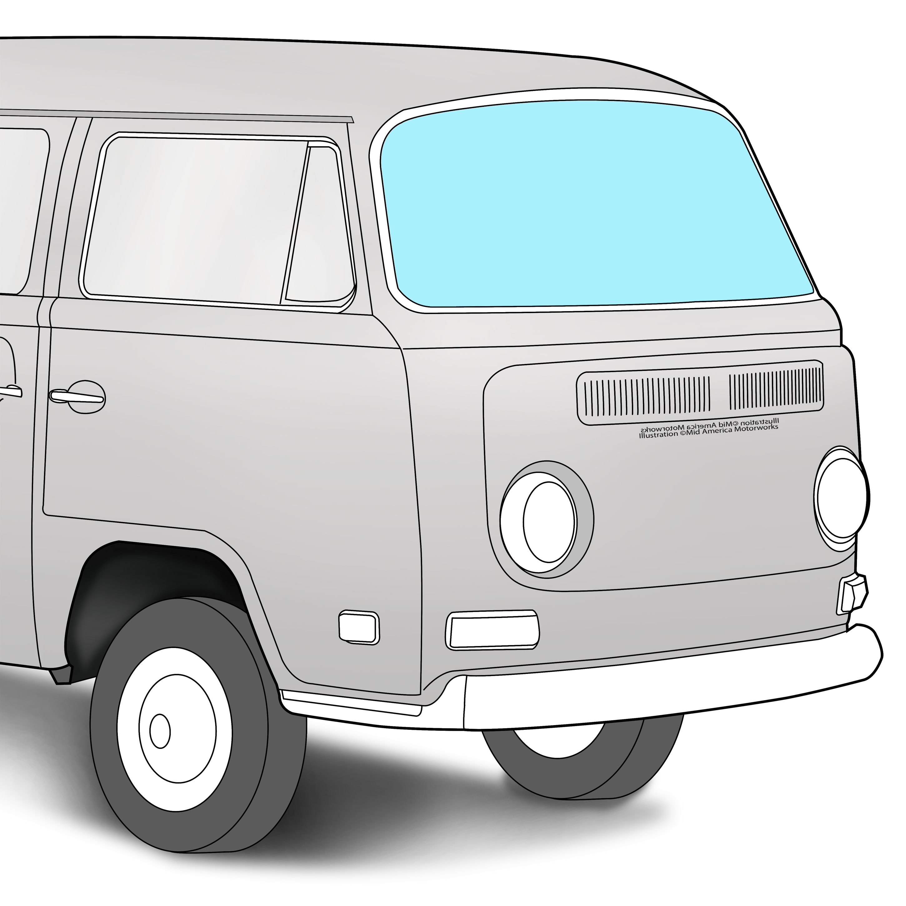 Air Cooled VW 1968-1979 Bus Clear Windshield Glass 211845101F