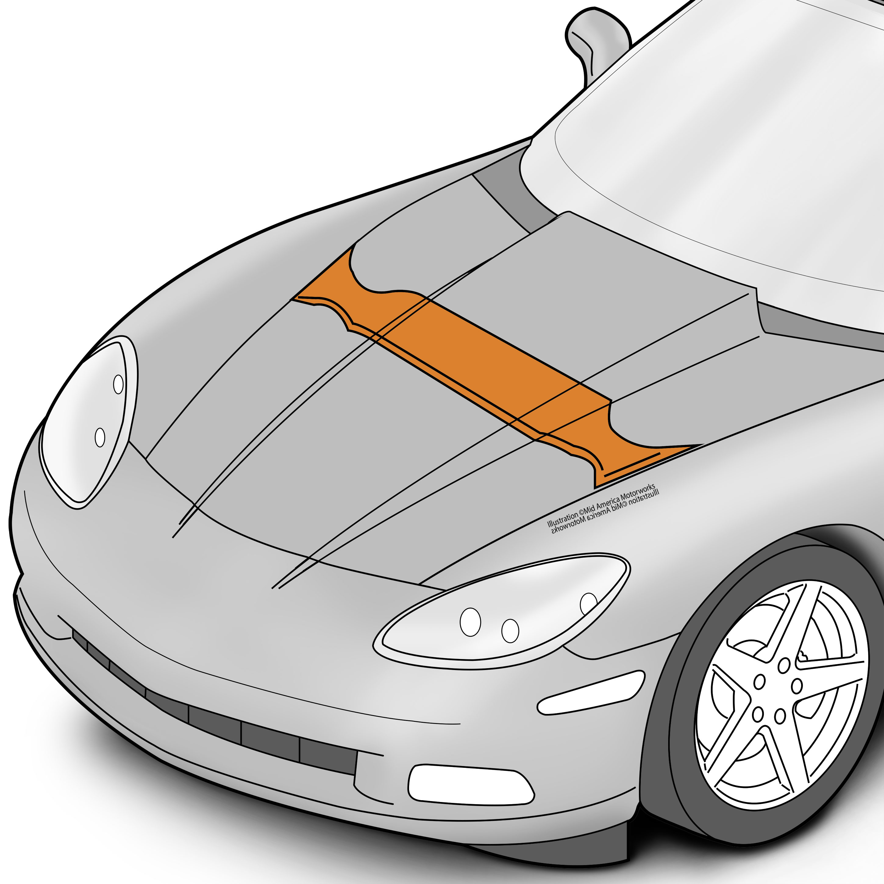 2005-2013 Corvette High Rise Hood Reinforcement Fiberglass