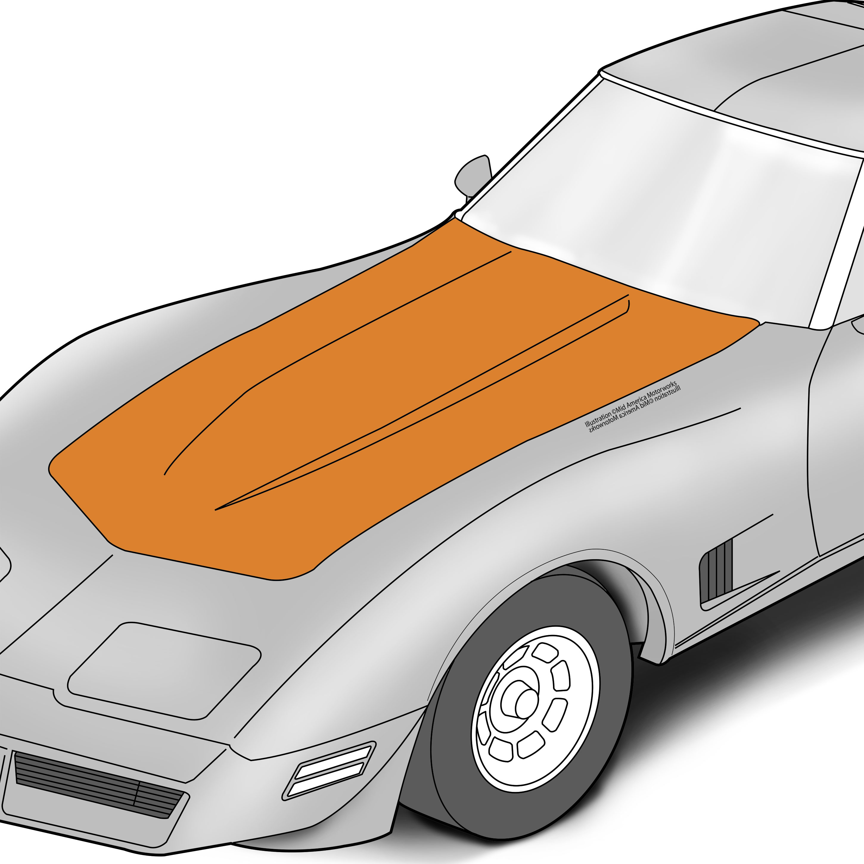 1977-1982 Corvette Hood, 80's Style High Rise