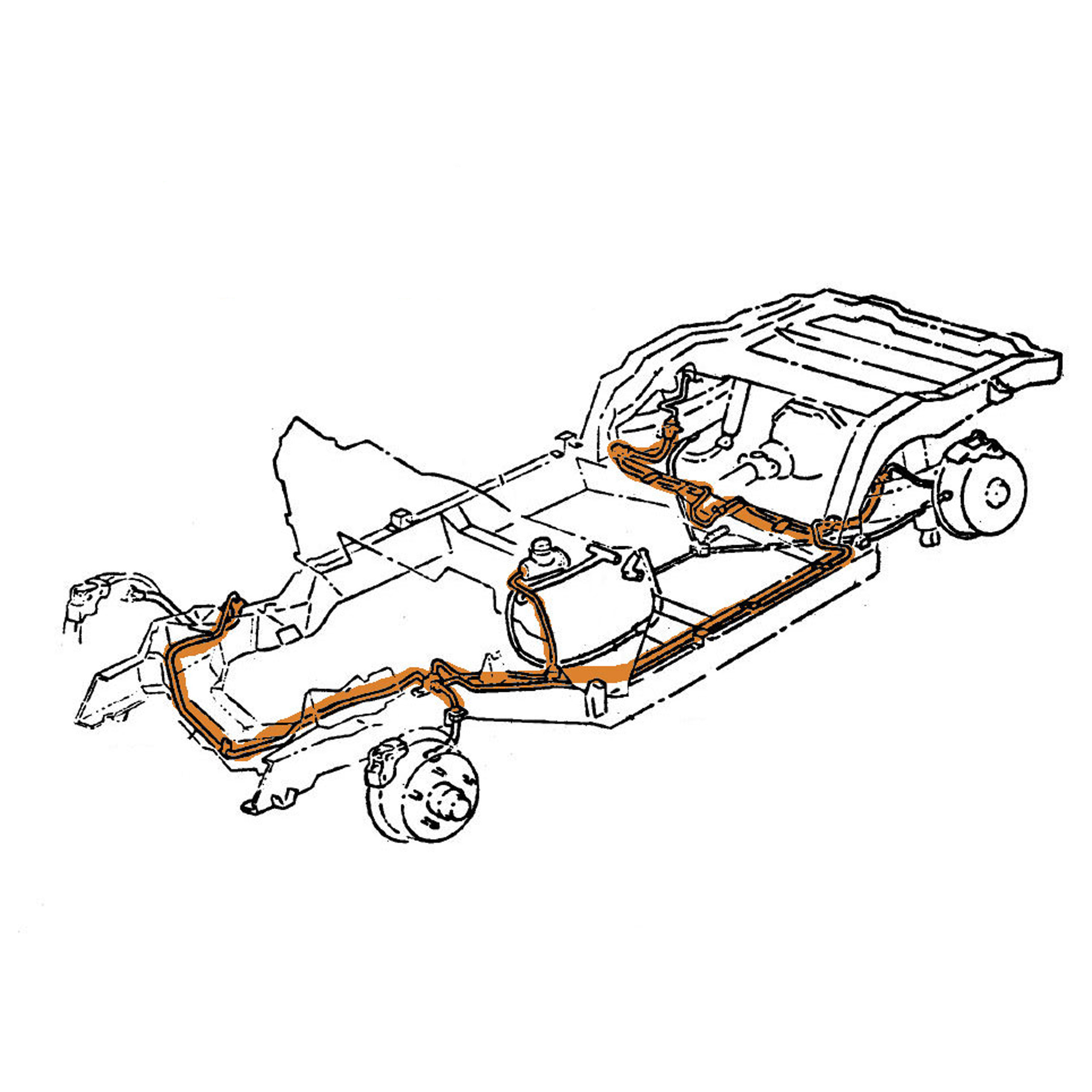 1967-1968 Corvette Brake Line with Power Brakes Tin Bundy Weld Kit