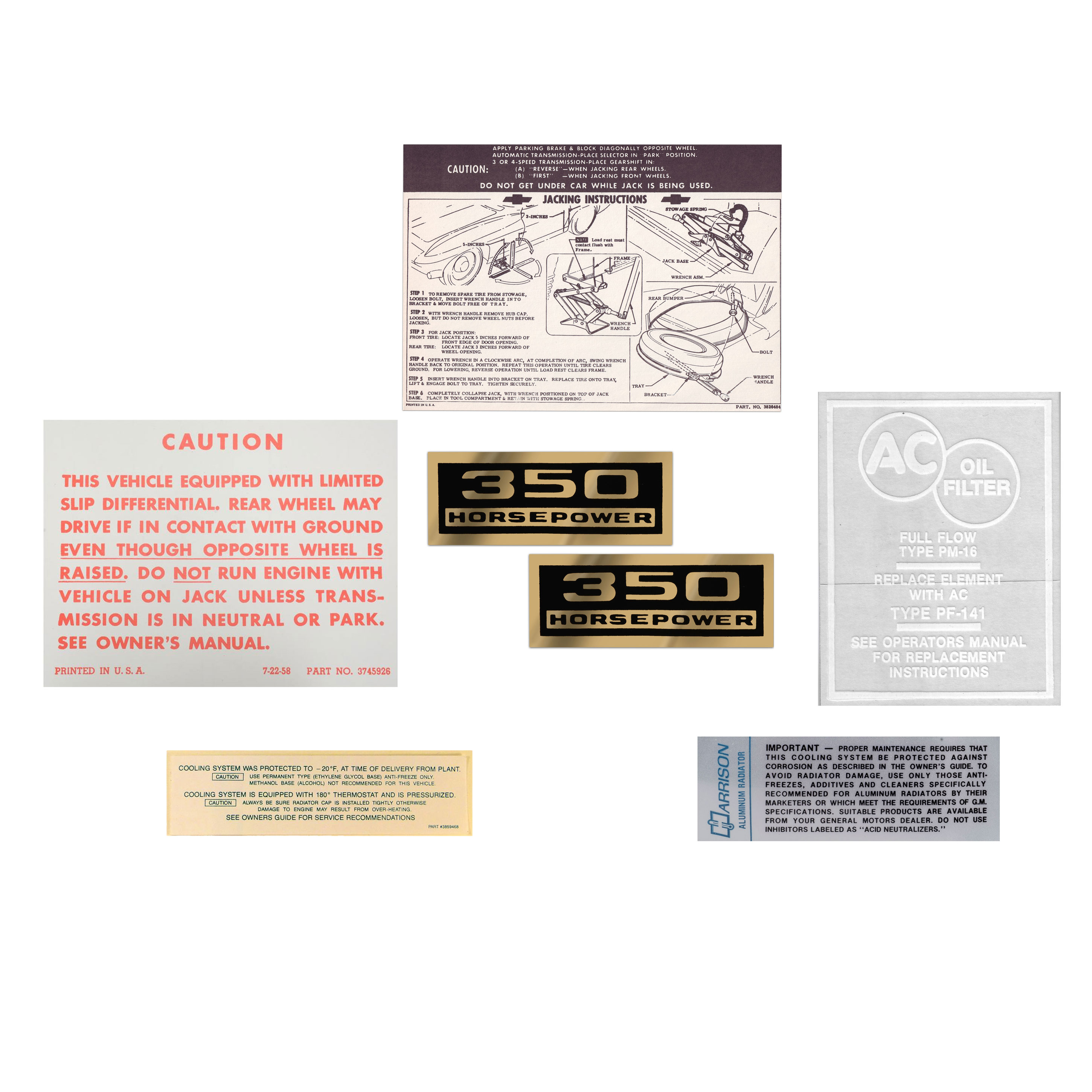 1964-1965 Corvette C2 Restoration Decal Set - 350 Horsepower with Steel ...