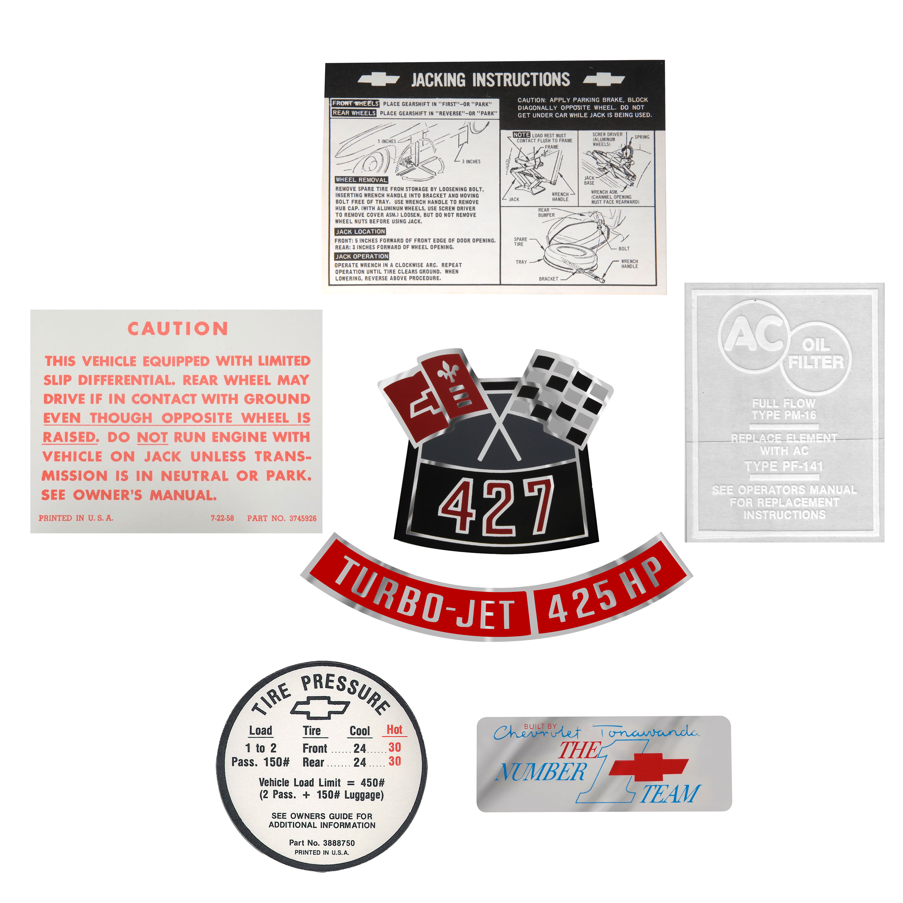 1967 Corvette C2 Restoration Decal Set - 425 Horsepower - 212183 ...