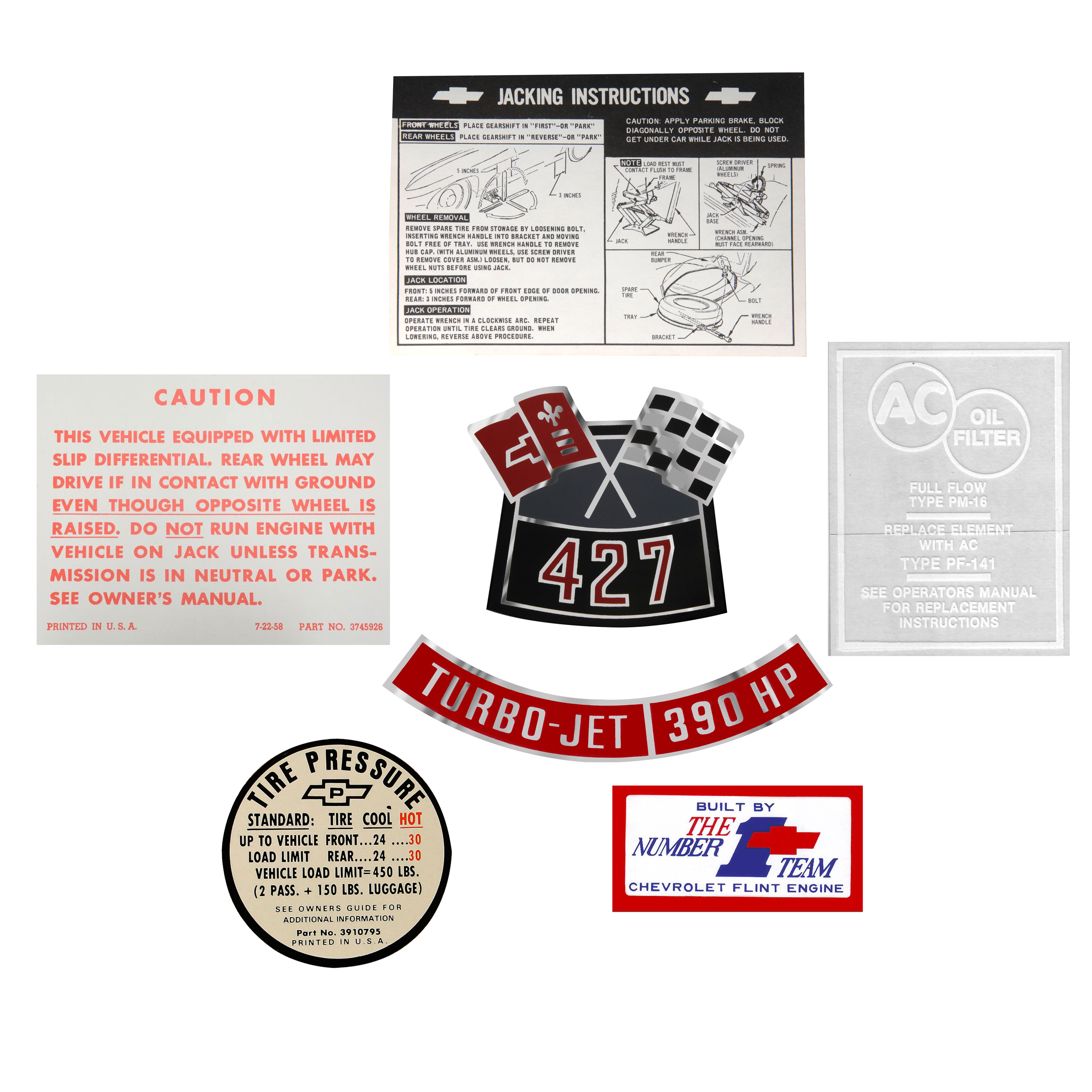 1967 Corvette C2 Restoration Decal Set - 390 Horsepower - 212183 ...