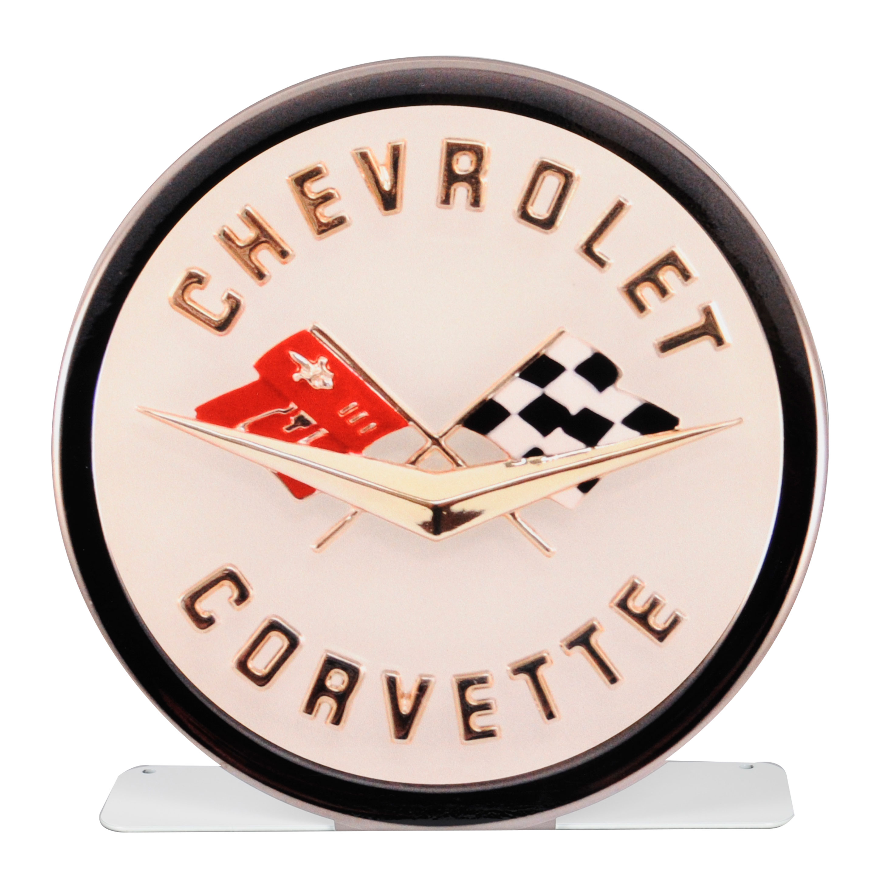 1958-1960 Corvette C1 Crossed Flags 14 Inch Free Standing Metal Sign