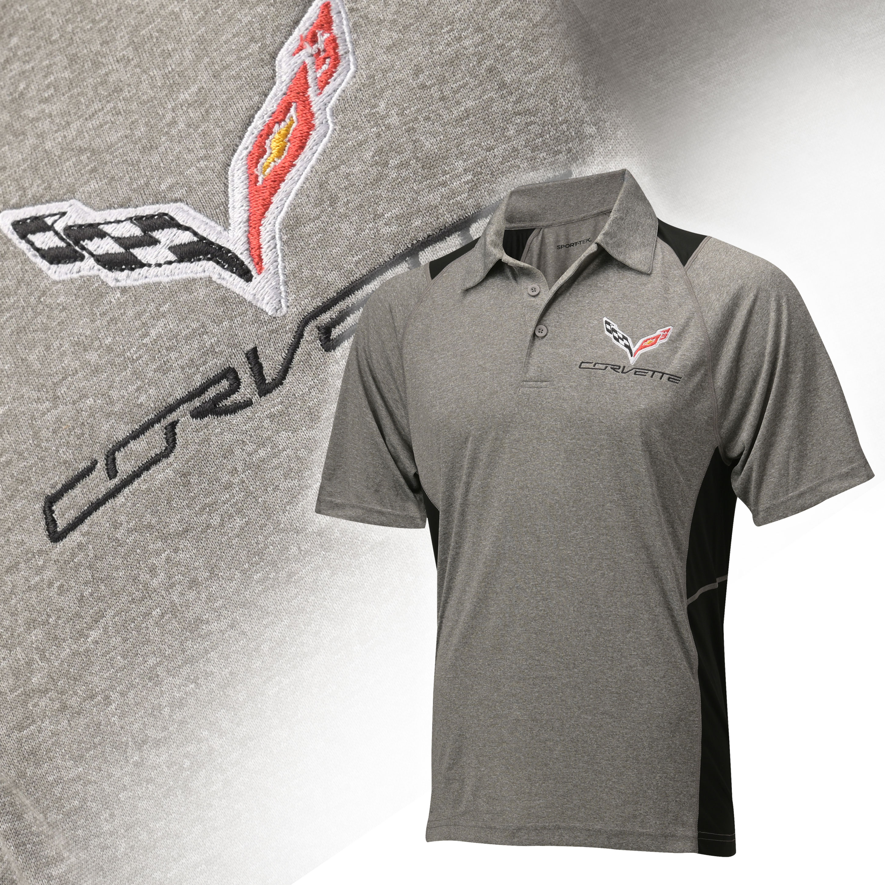 2014-2019 Corvette C7 Heather Gray Polo Shirt