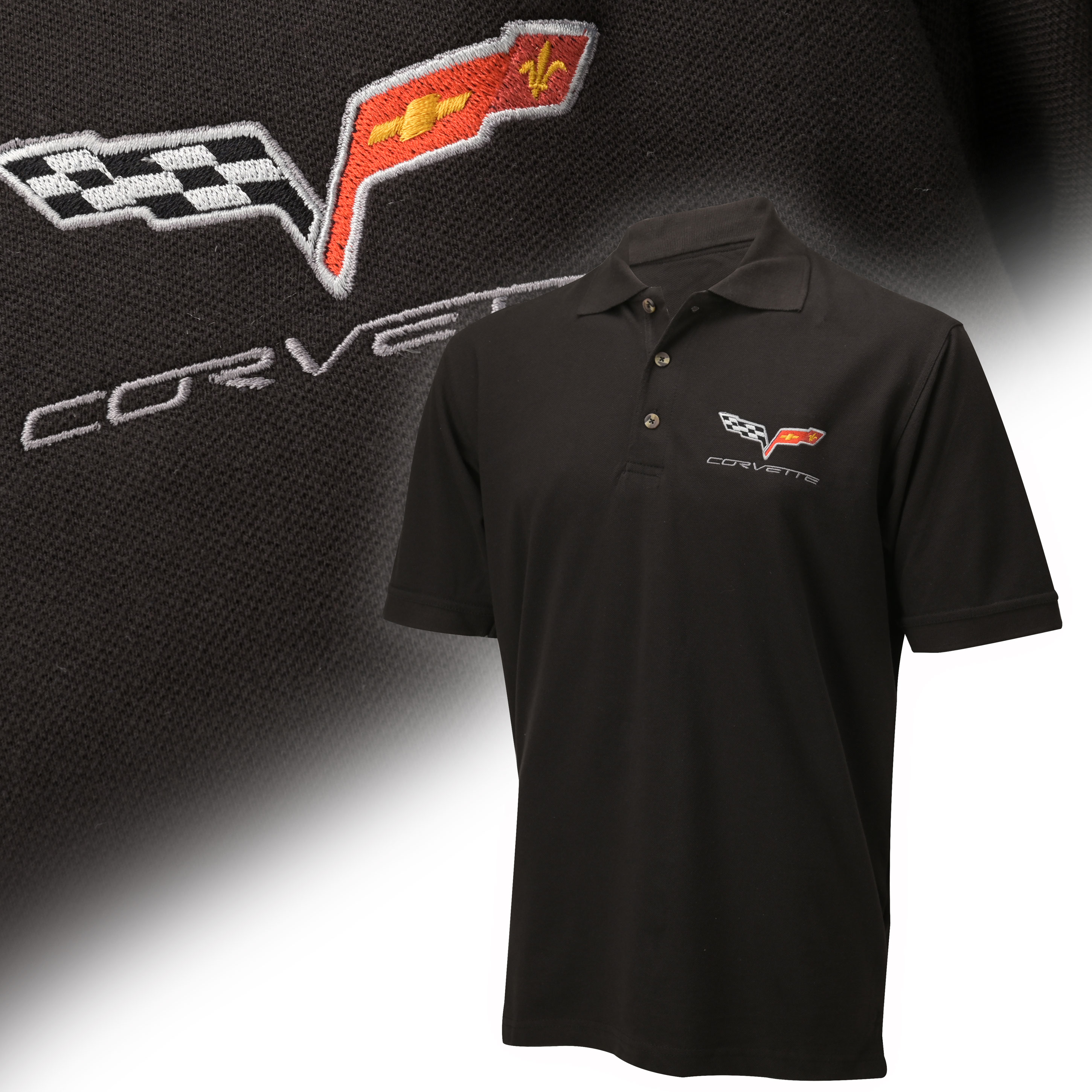 2005-2013 Corvette C6 Black Polo Shirt