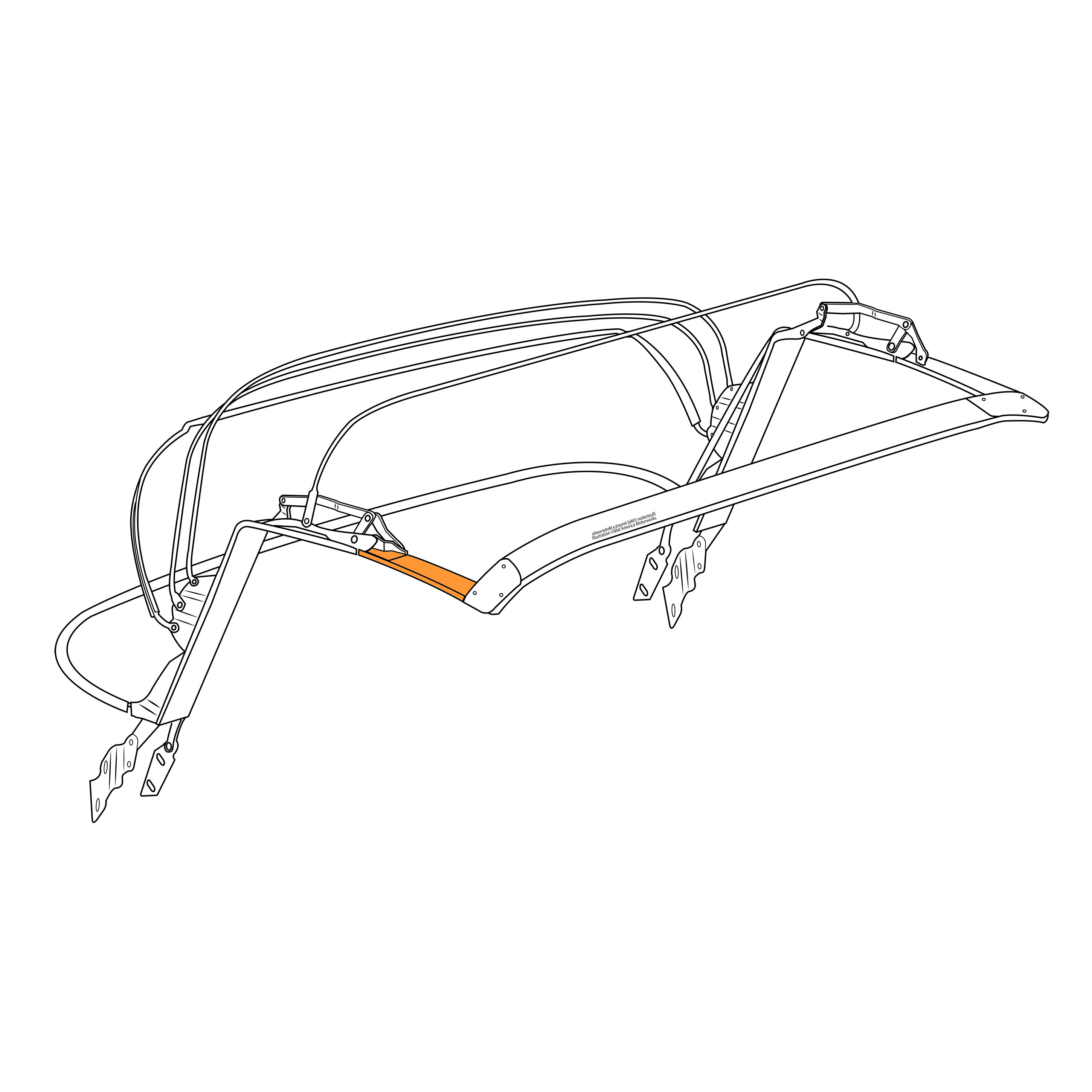 1956-1958 Corvette C1 Convertible Top Frame Right Front Rail