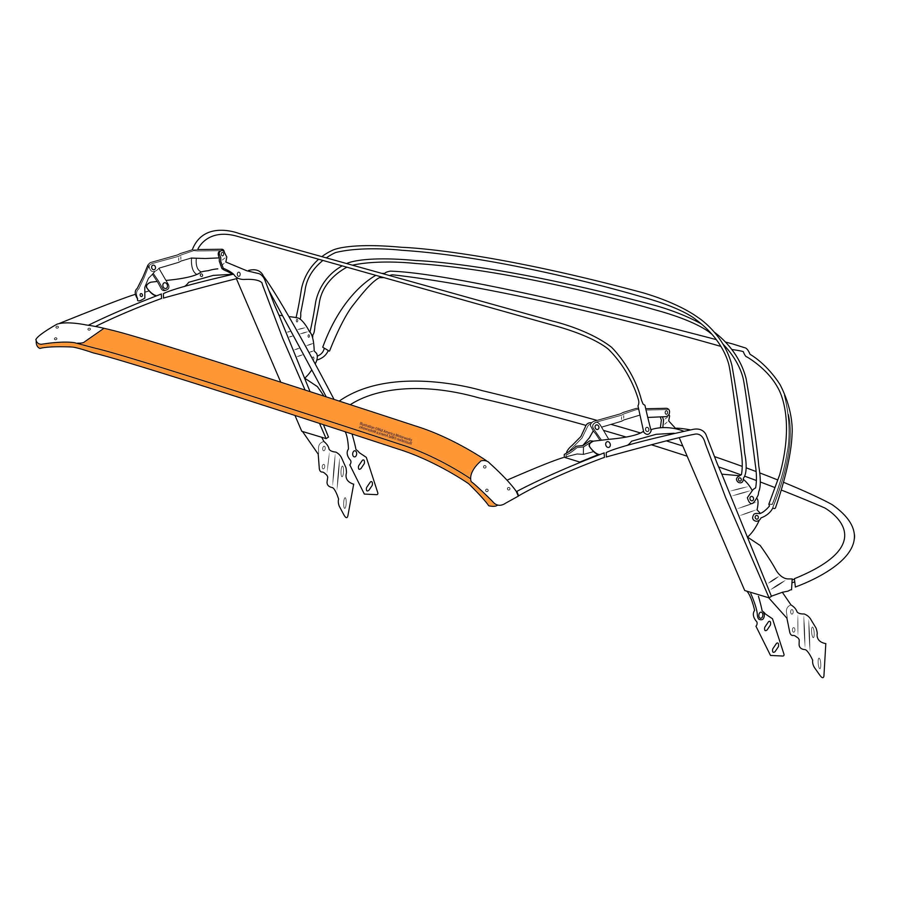 1956-1962 Corvette C1 Convertible Top Frame Front Header