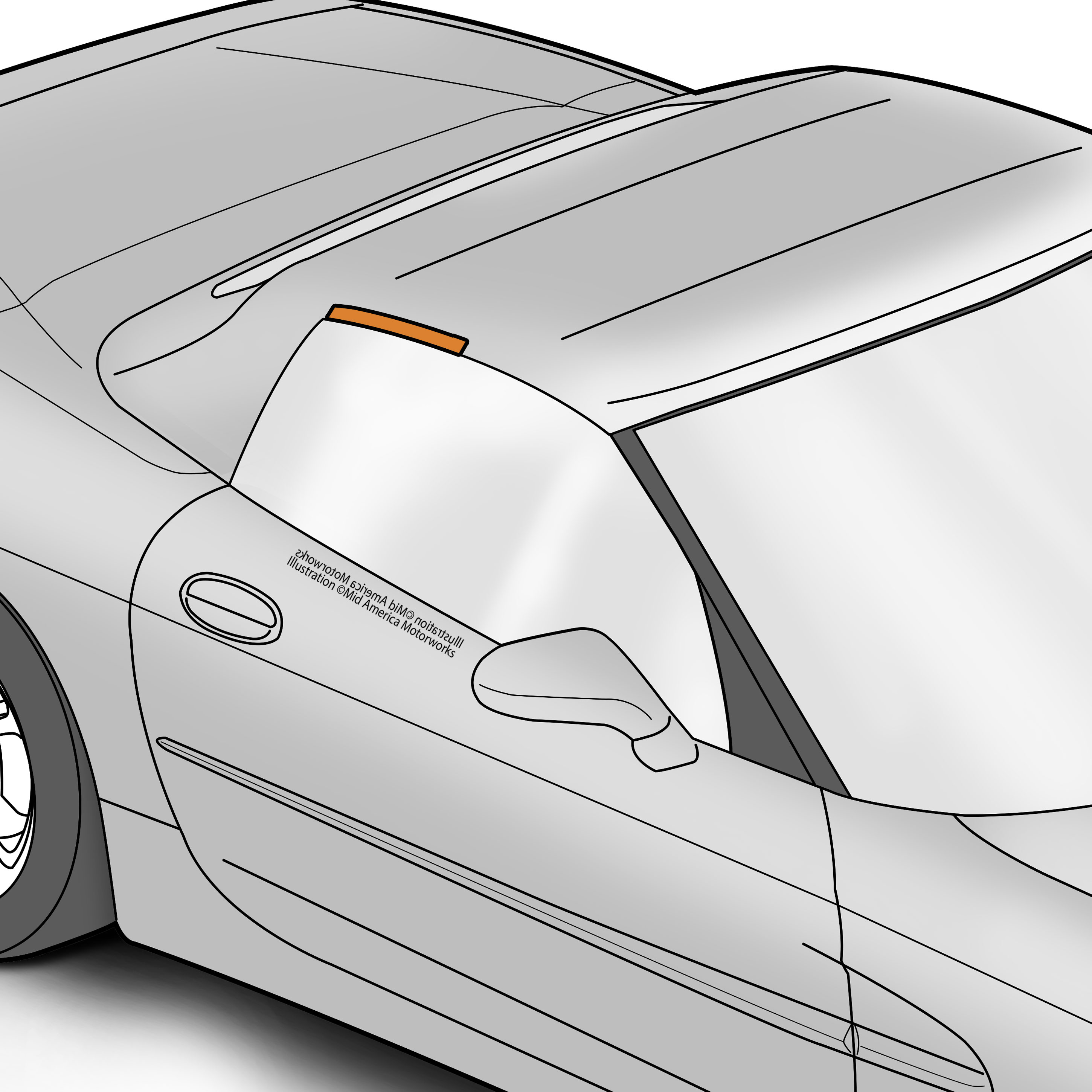 1998-2004 Corvette Convertible Top Rear Upper Right Side Window Seal ...