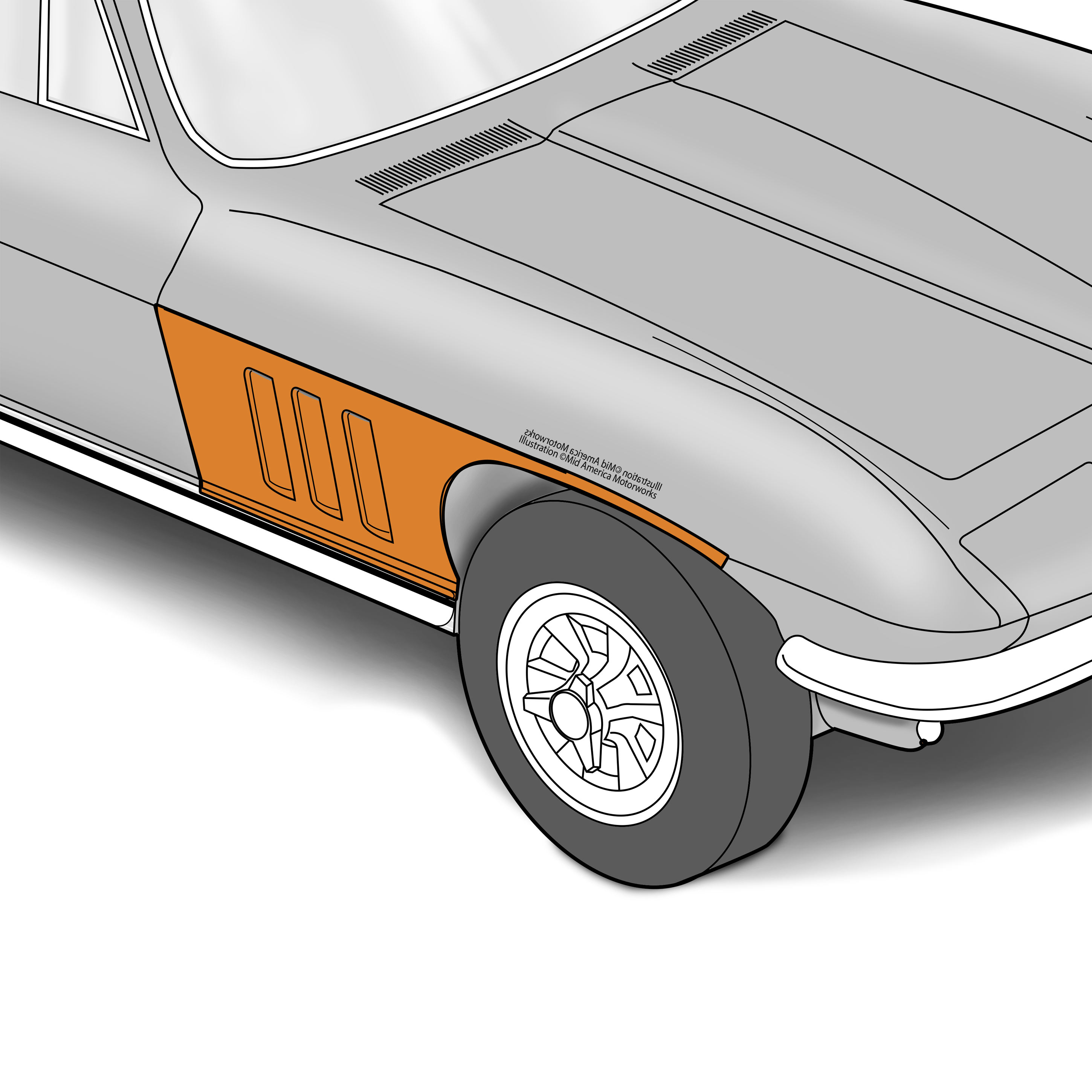 1965-1966 Corvette Front Fender Press Molded Fiberglass RH - 3857526