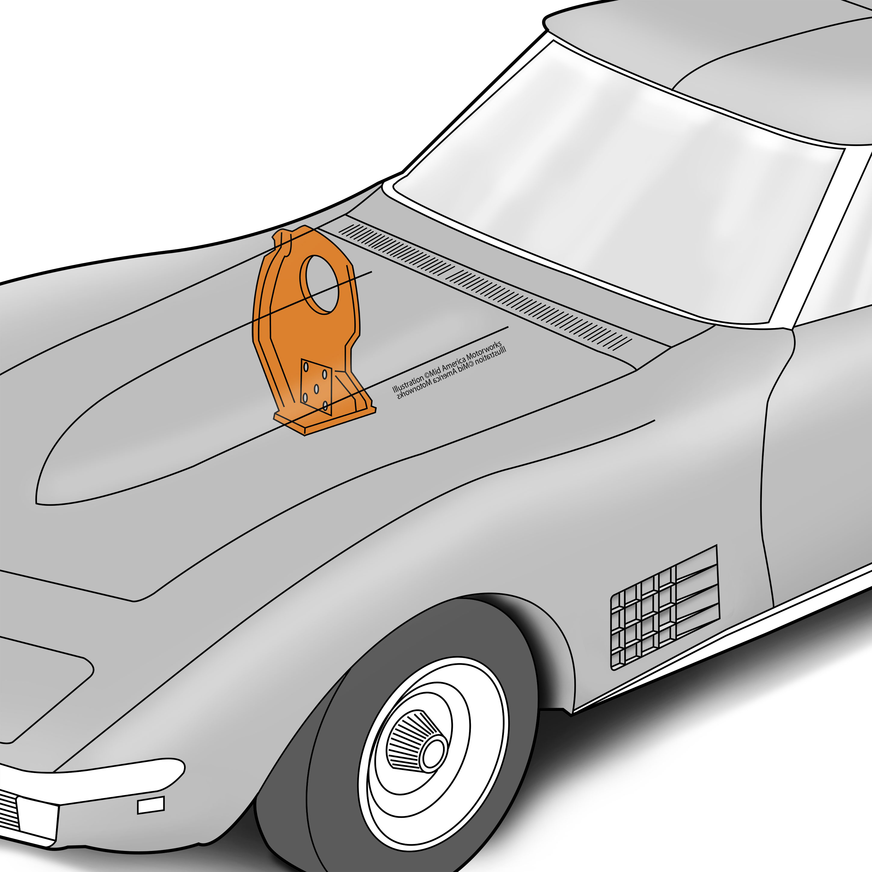 1968-1972 Corvette Plenum Panel RH Front Press Molded Fiberglass - 3904996