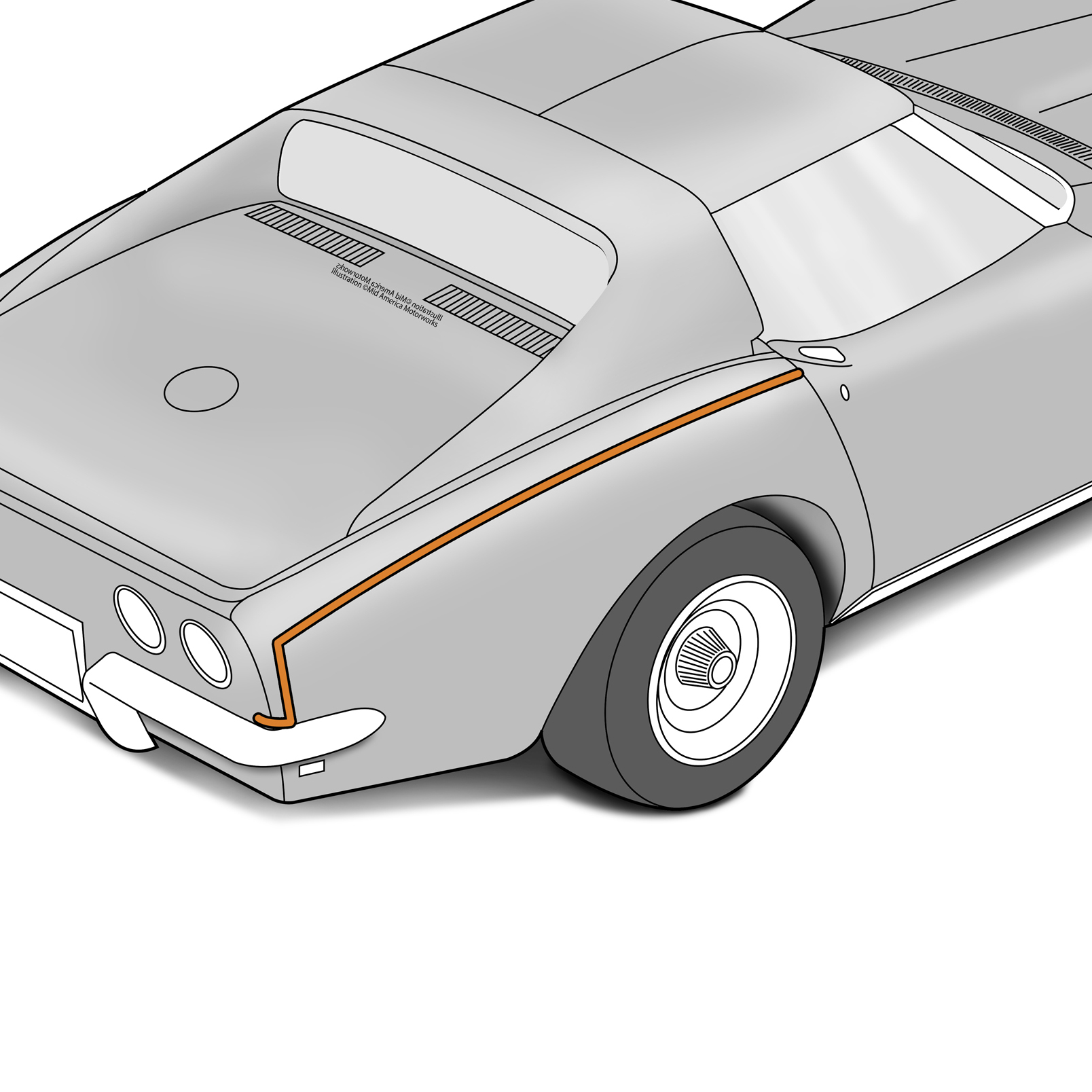 1968-1973 Corvette Rear Fender to Body Deck RH Bonding Strip Press ...