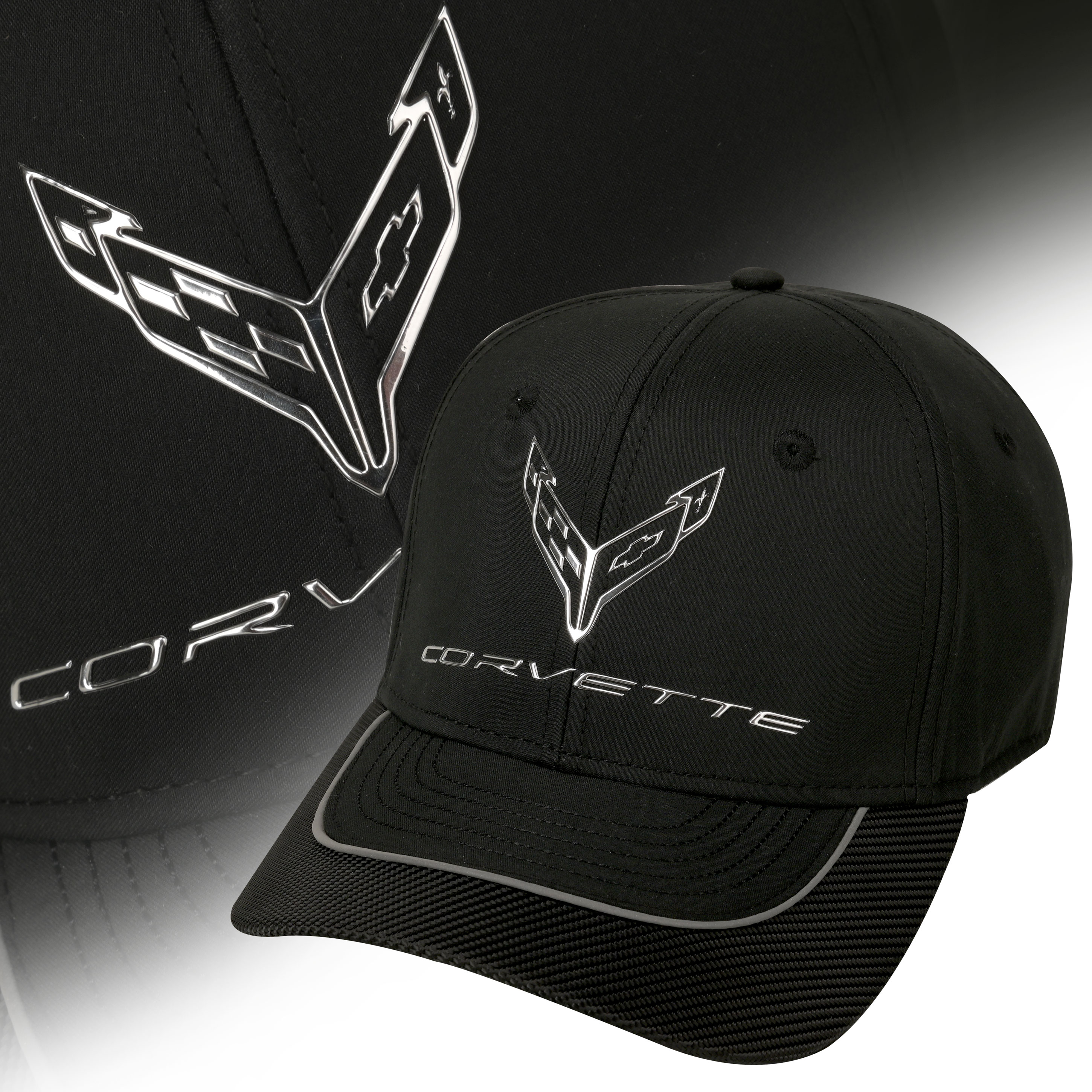 Low Profile Baseball Cap Corvette C8 Z06 Hat - Black Silver Accent Cap ...