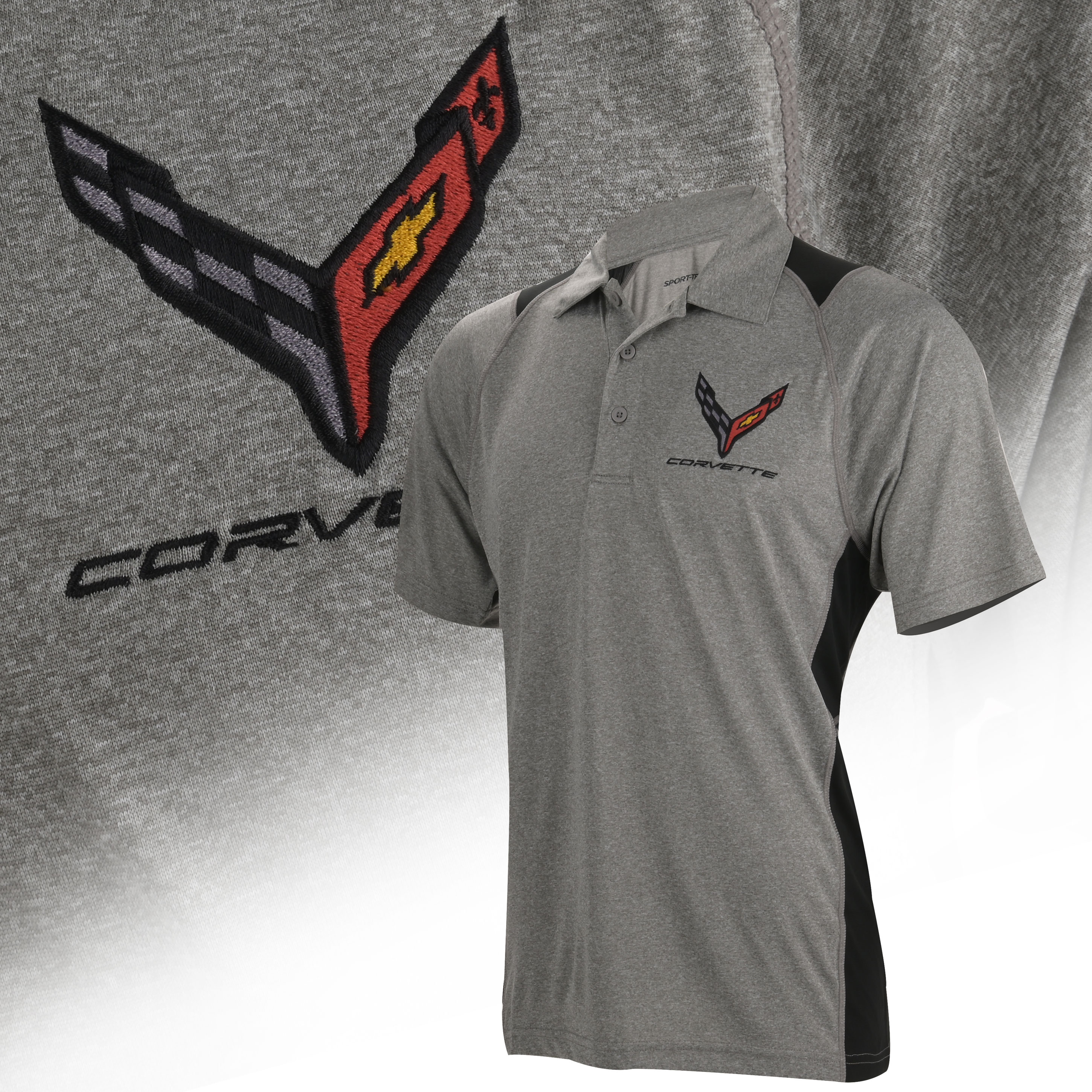 2020-2025 Corvette C8 Heather Gray Polo Shirt